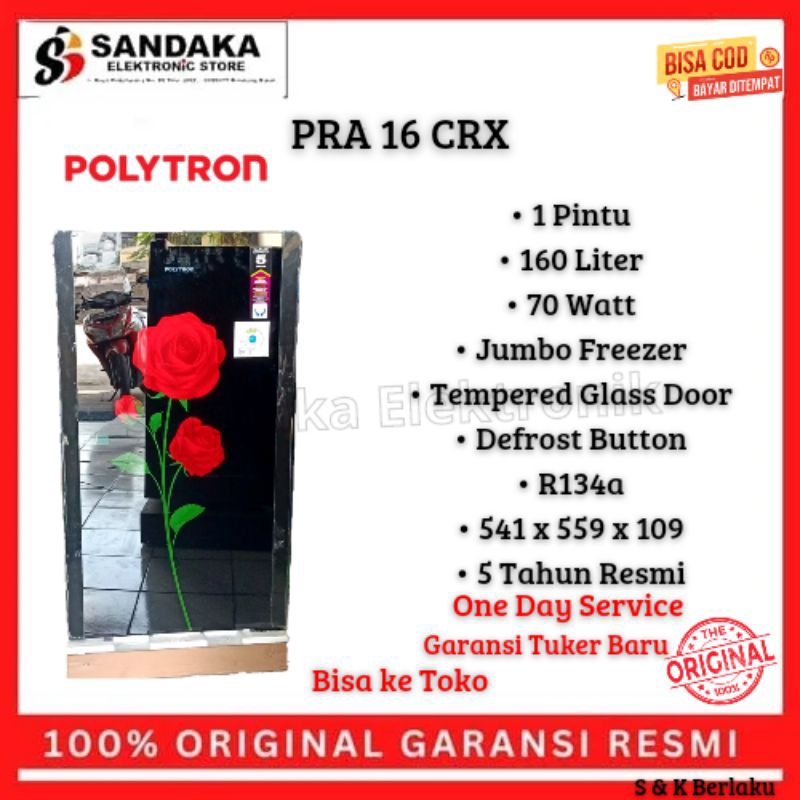 Jual kulkas 1 pintu Polytron 160liter pra 16crx garansi resmi promo pra ...
