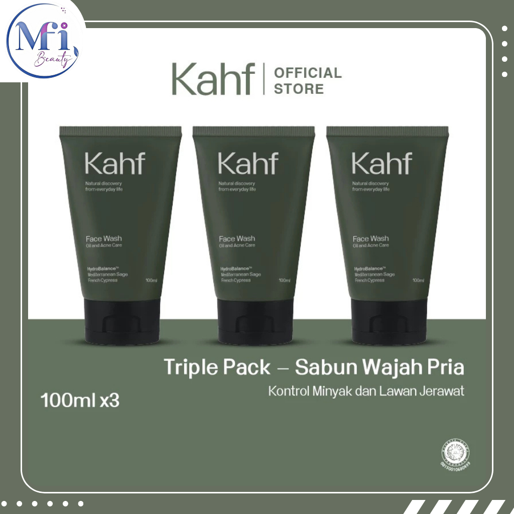 Jual MFI - Paket 3 pcs Kahf Oil and Acne Care Face Wash 100 ml | Shopee Indonesia