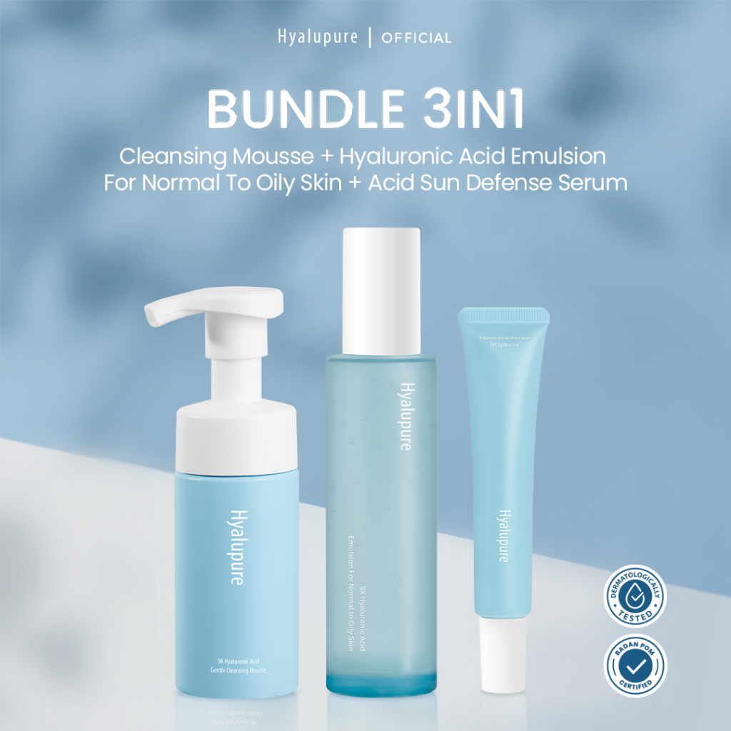 Jual ( OILY SKIN ) Hyalupure Set 3 in1 Cleansing Mousse + Sunscreen ...