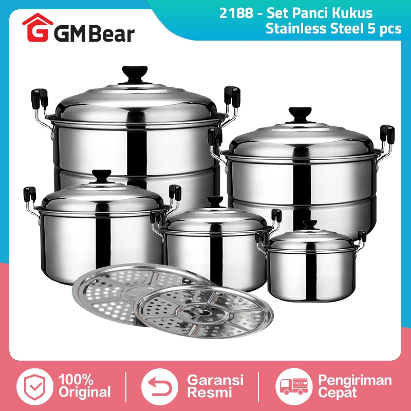Jual GM Bear Panci Kukusan Stainless Steel 5psc 2188 - Panci Susun Set Stainless | Shopee Indonesia