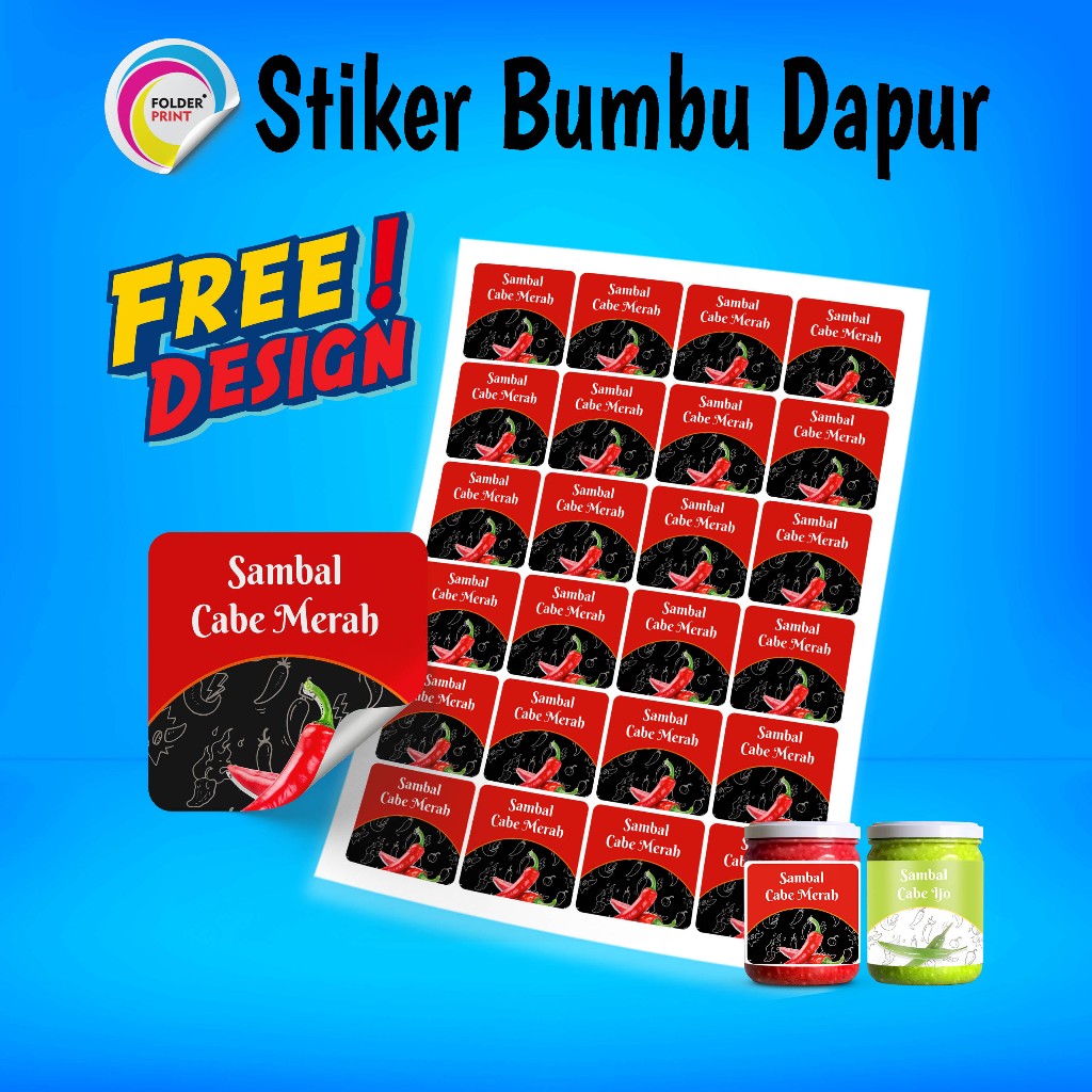 Jual Stiker Bumbu Dapur Vinyl Anti Air Custom Free Design | Shopee ...