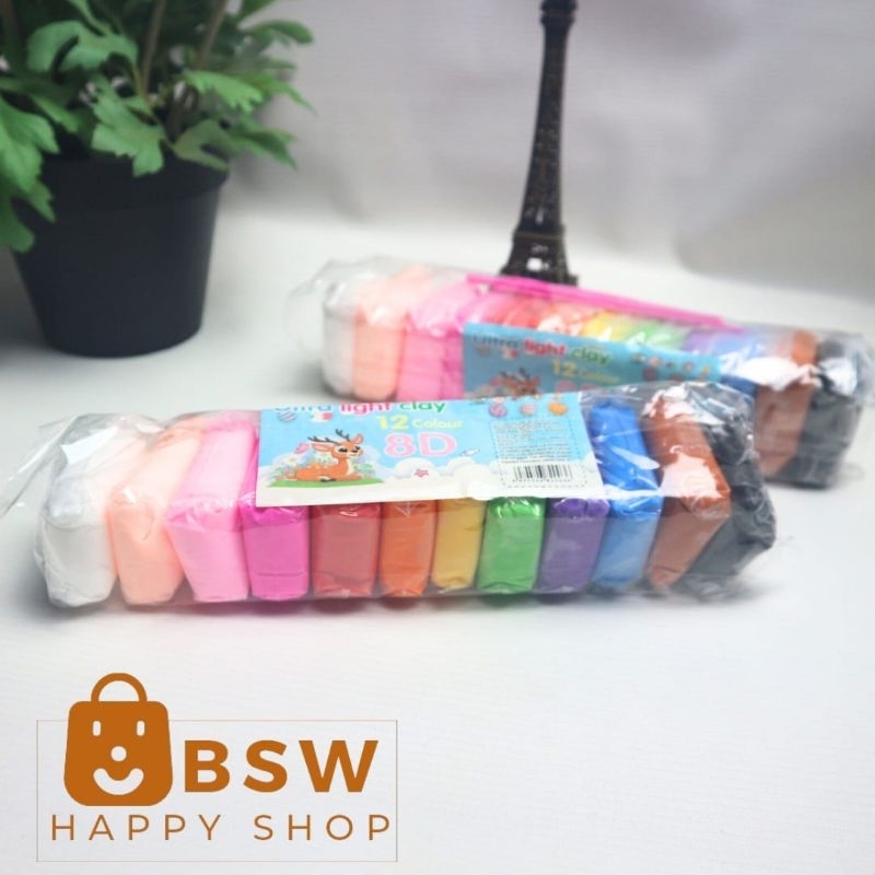 Jual BSW Happy shop - Mainan clay anak 12 warna clay polymer rainbow ...