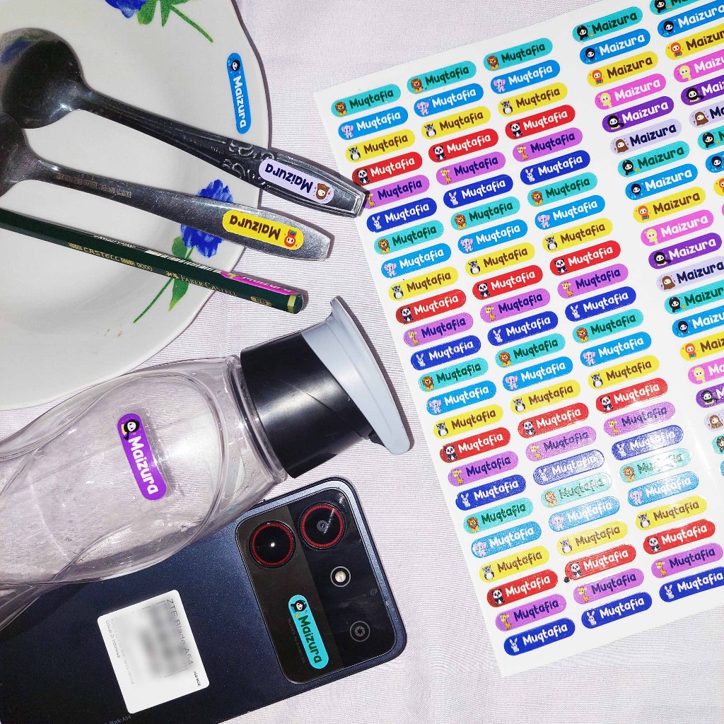 Jual Sticker Barang Custom Nama Sendok Botol Wadah Perabotan Stiker ...