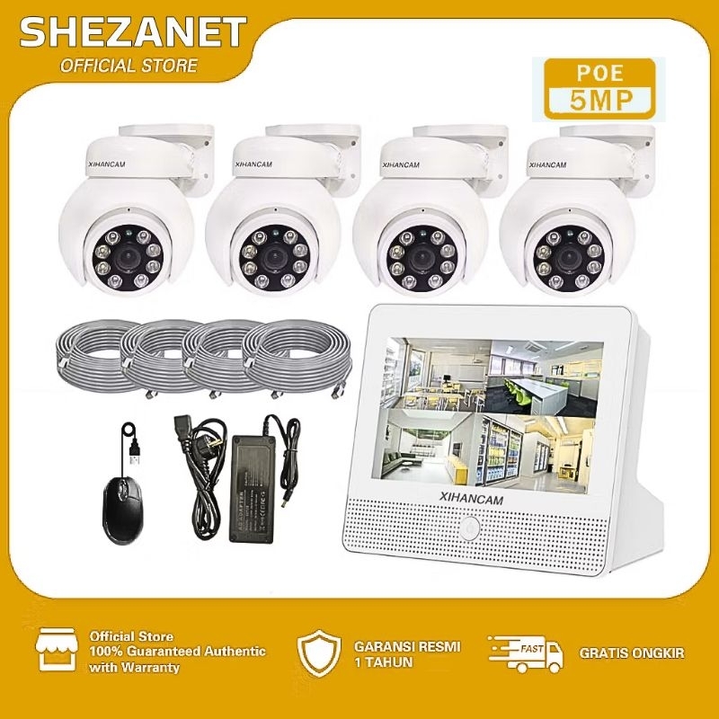 Jual CCTV 4CH 5MP POE NVR 8MP Dengan Monitor 4 Channel Paket IP Camera ...