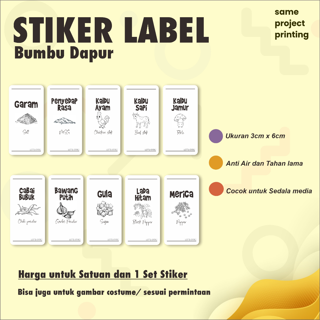 Jual Stiker Label Bumbu Dapur Waterproof 3x6cm – Kitchen Spice Label ...