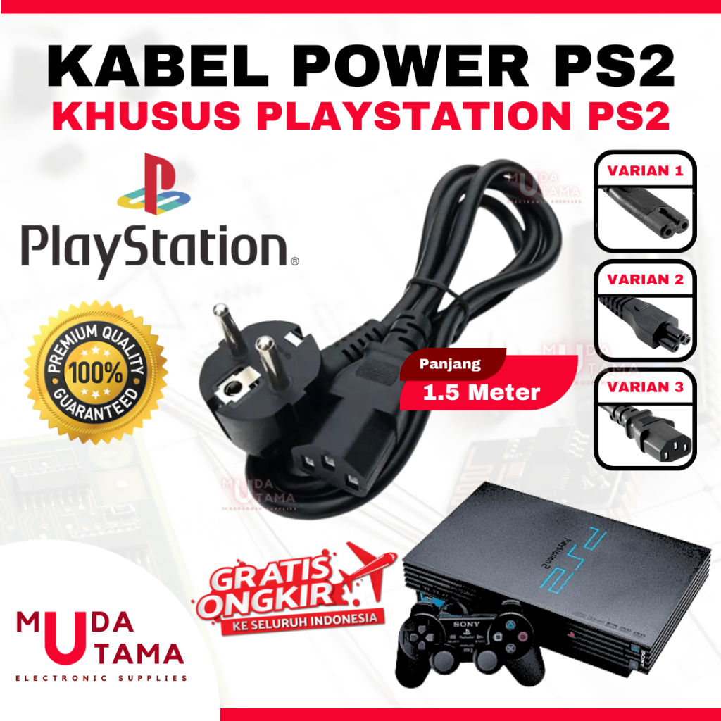 Jual KABEL LISTRIK PS2 HIGH QUALITY ANTI KORSLET | COK KABEL ...