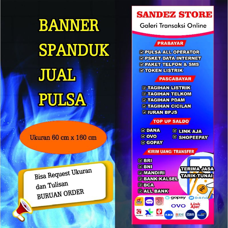 Jual Spanduk, Banner, Backdrop Usaha jual pulsa uk. 60 x 160 cm ...