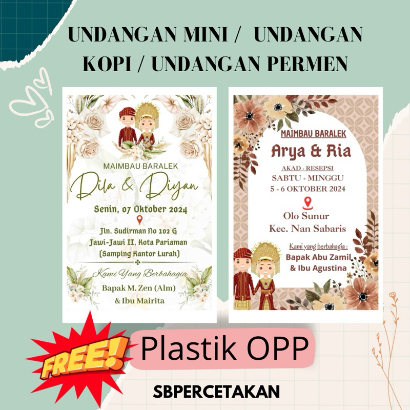 Jual UNDANGAN MINI / UNDANGAN KOPI / UNDANGAN PERMEN MODEL POTRAIT ...