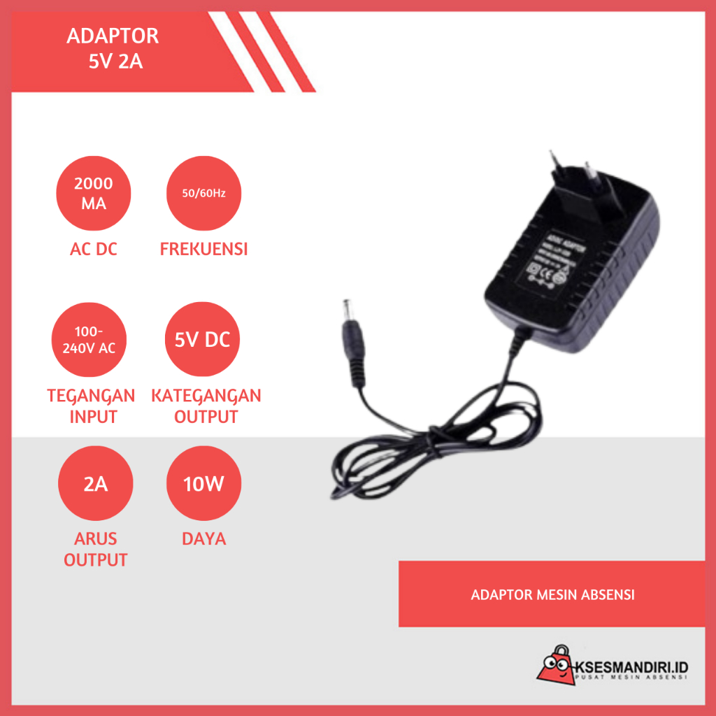 Jual Adaptor Power Supply 5V 2A 2000mA AC-DC Charger | Shopee Indonesia