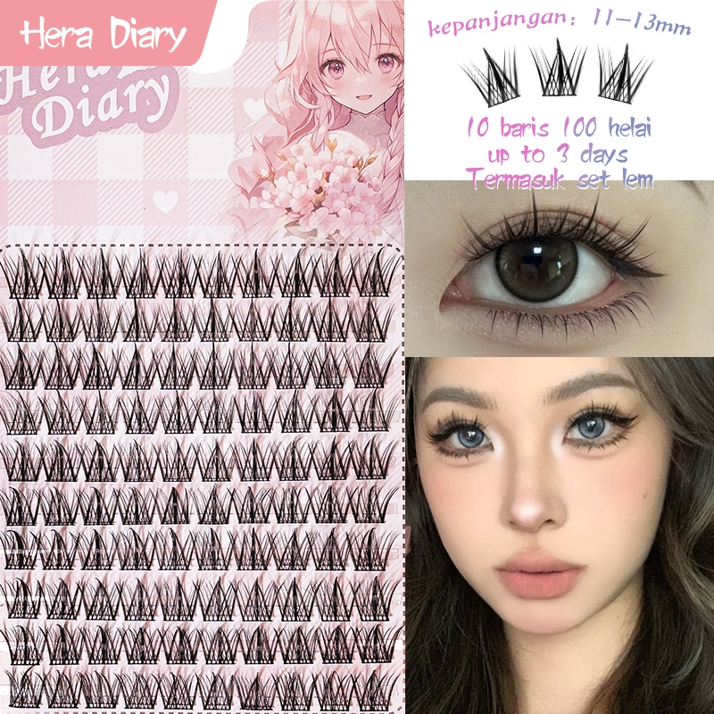 Jual A10【Gratis LEM】Hera Diary 3D Bulu Mata Palsu Natural 10Baris Eyelash Individual Douyin ...