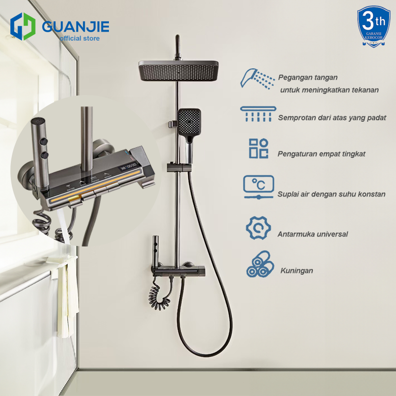 Jual GUANJIE - shower kamar mandi satu set + keran shower + set shower bathtub stainless steel ...