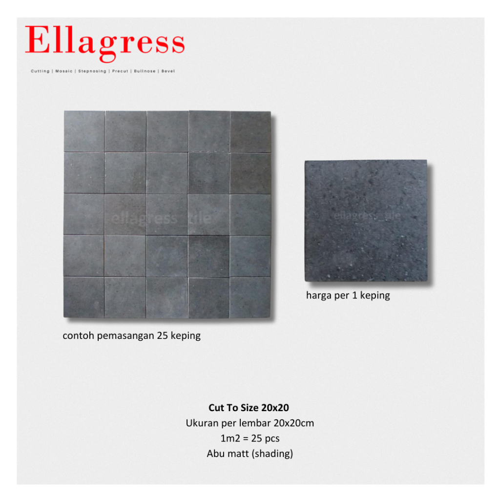 Jual Ellagress Cut To Size 20x20 Abu Matt HT Lantai / Dinding ...