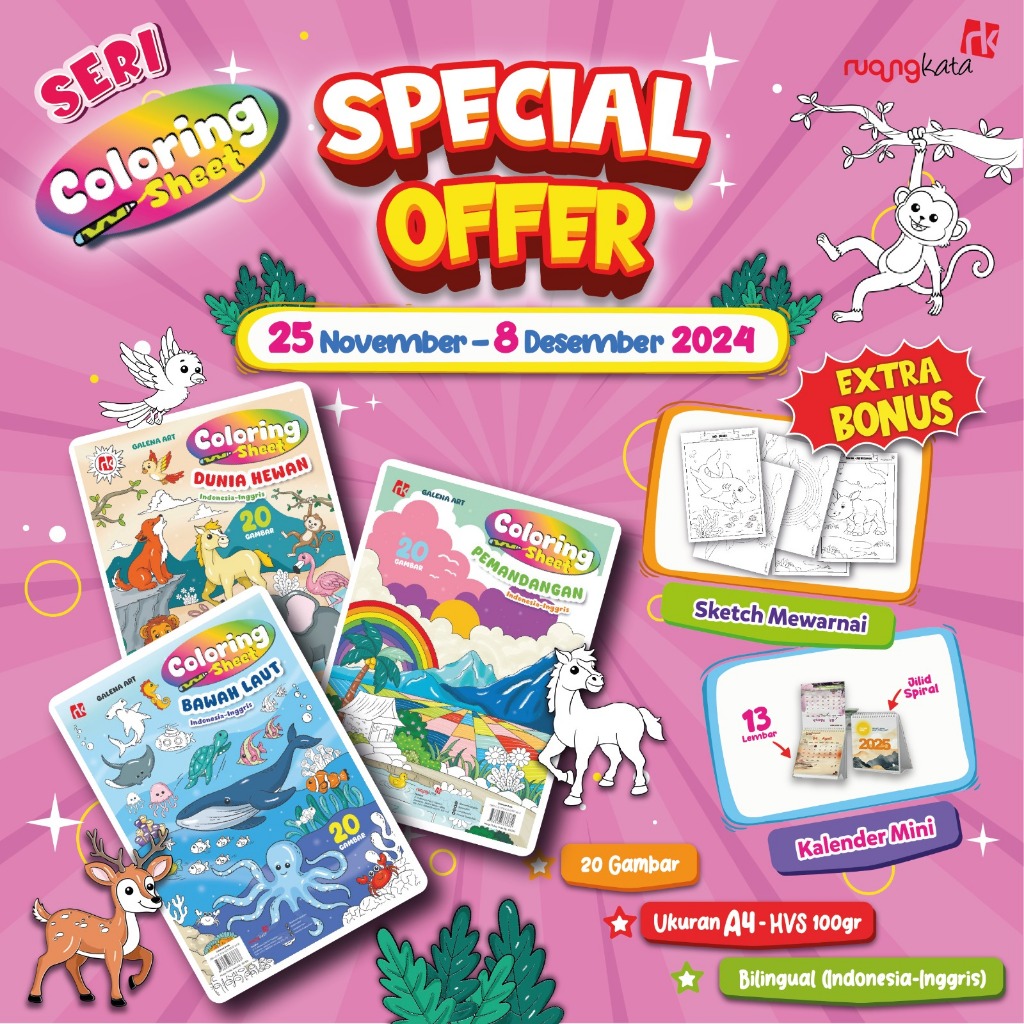Jual Pre Order Buku - Seri Coloring Sheet - Galena Art - Ruang Kata | Shopee Indonesia