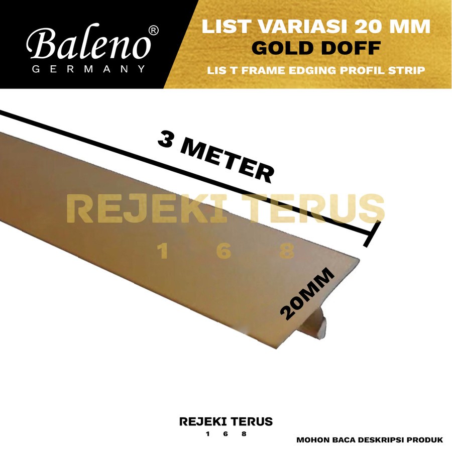 Jual List Lis T Variasi 20 mm Aluminium GOLD DOFF DOP Penutup Celah ...