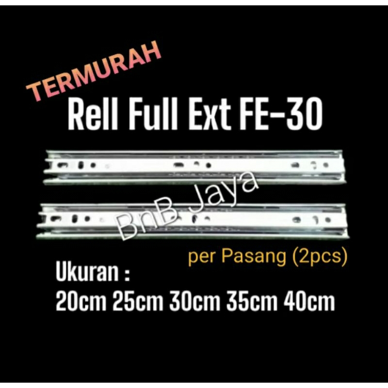 Jual Rel Full Extention FE-30 Huben / Non Huben Lebar 30 mm (uk. 20, 25 ...