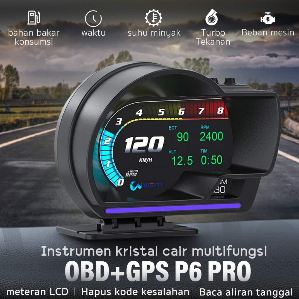 Jual HUD P6PRO Smart Mobil Layar Display OBD2 + GPS Sistem Ganda Mobil ...