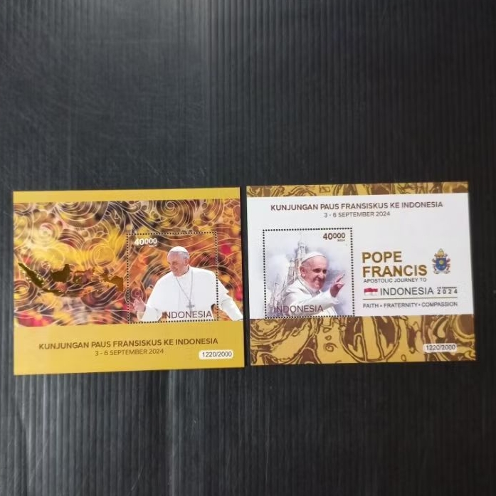 Jual SOUVENIR SHEET PRANGKO INDONESIA KUNJUNGAN PAUS FRANSISKUS KE ...