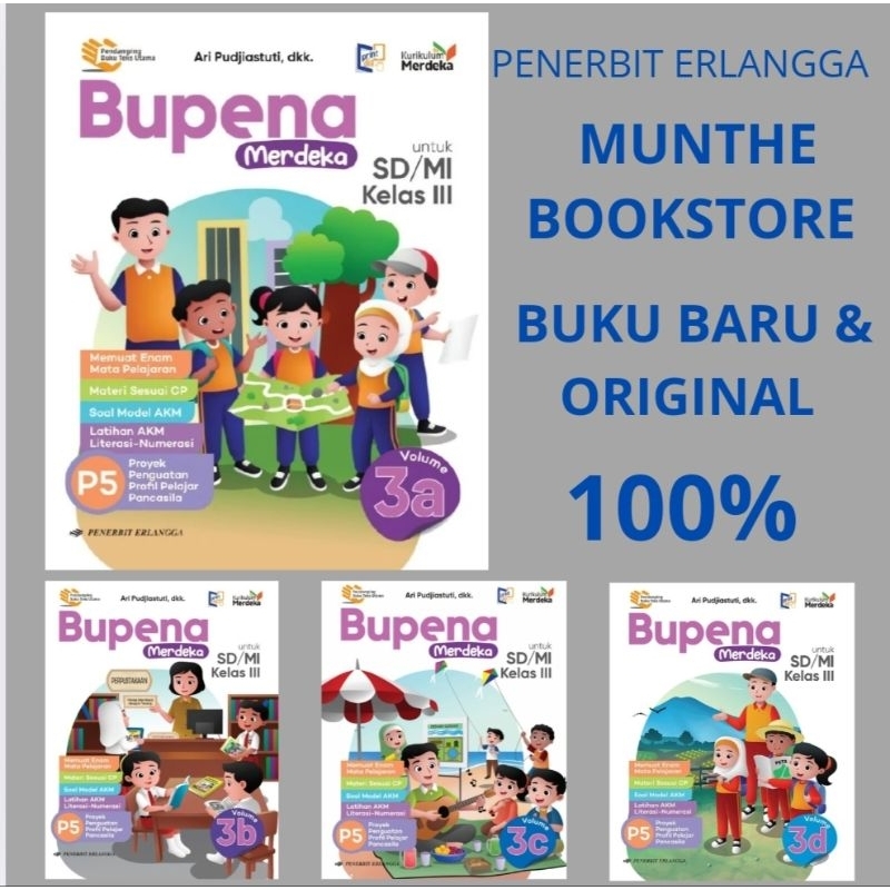 Jual Buku Bupena Merdeka Volume 3A 3B 3C 3D Kelas 3 SD/MI Penerbit Erlangga Kurikulum Merdeka Km ...
