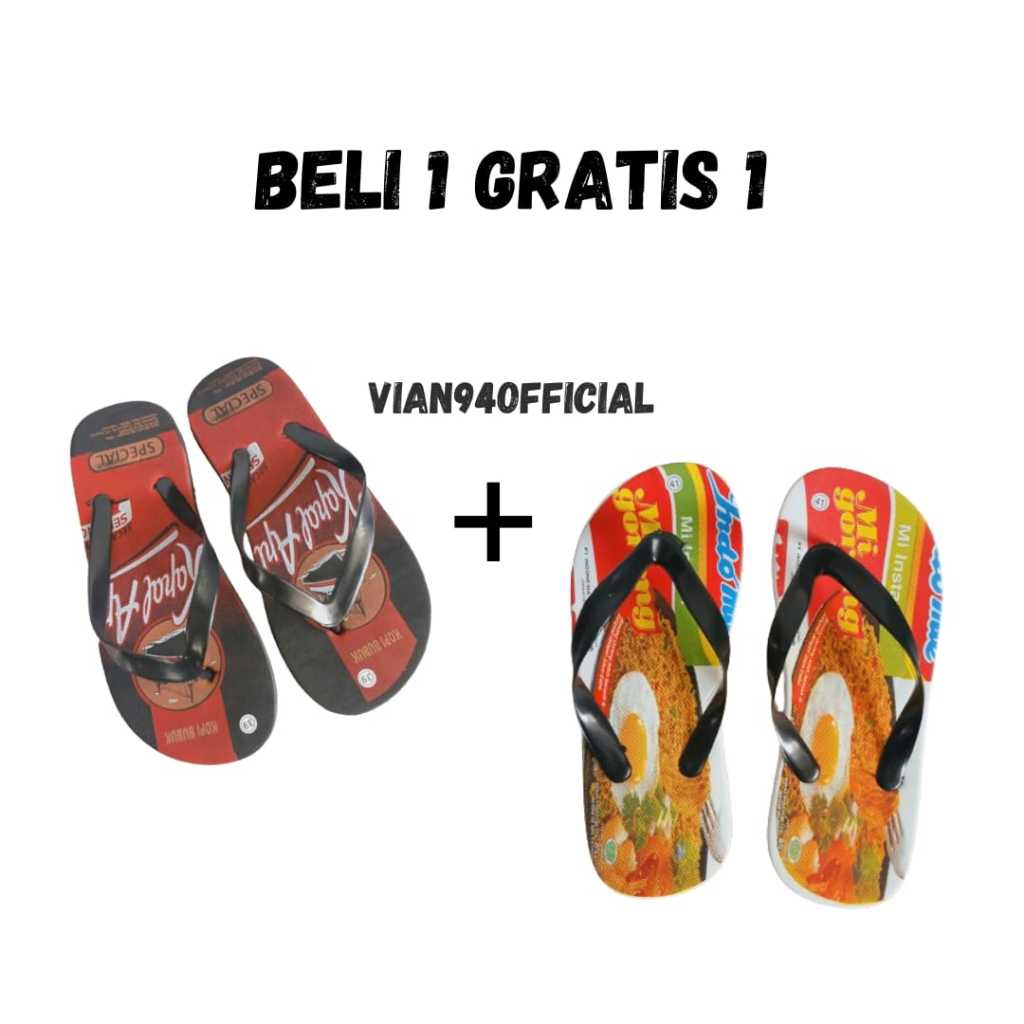 Jual Beli 1 Gratis 1 Sandal Jepit Pria Motif Kapal Api Gilus Mix ...