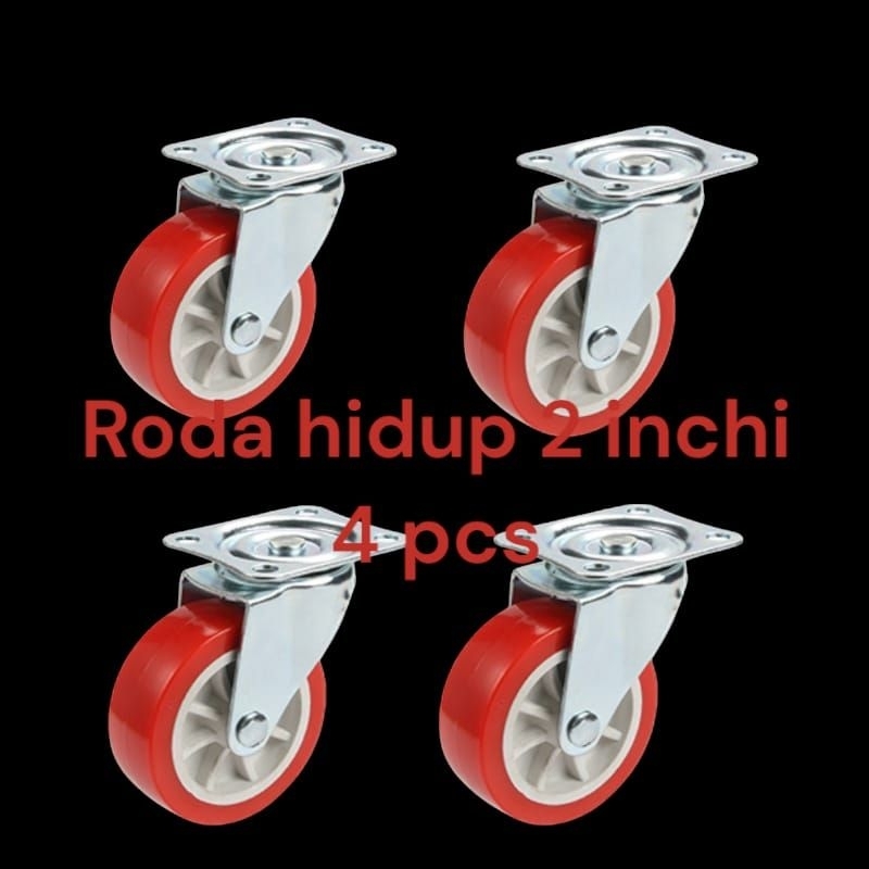 Jual GL Roda warna merah hidup 2" satu set 4pcs roda caster merah roda ...