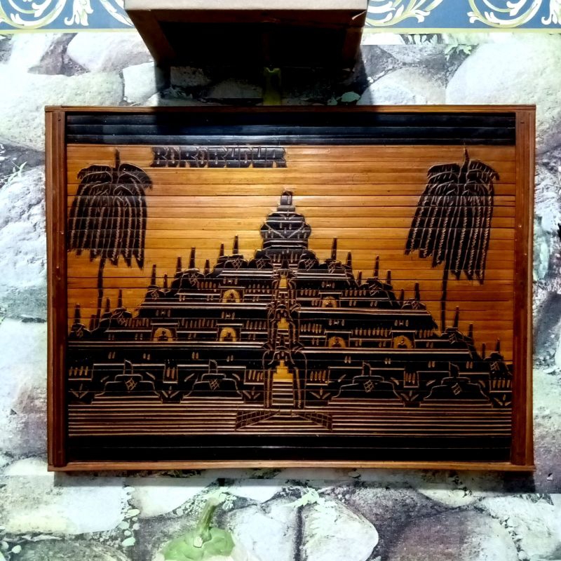 Jual Lukisan Antik Kayu Bambu Candi Borobudur | Shopee Indonesia