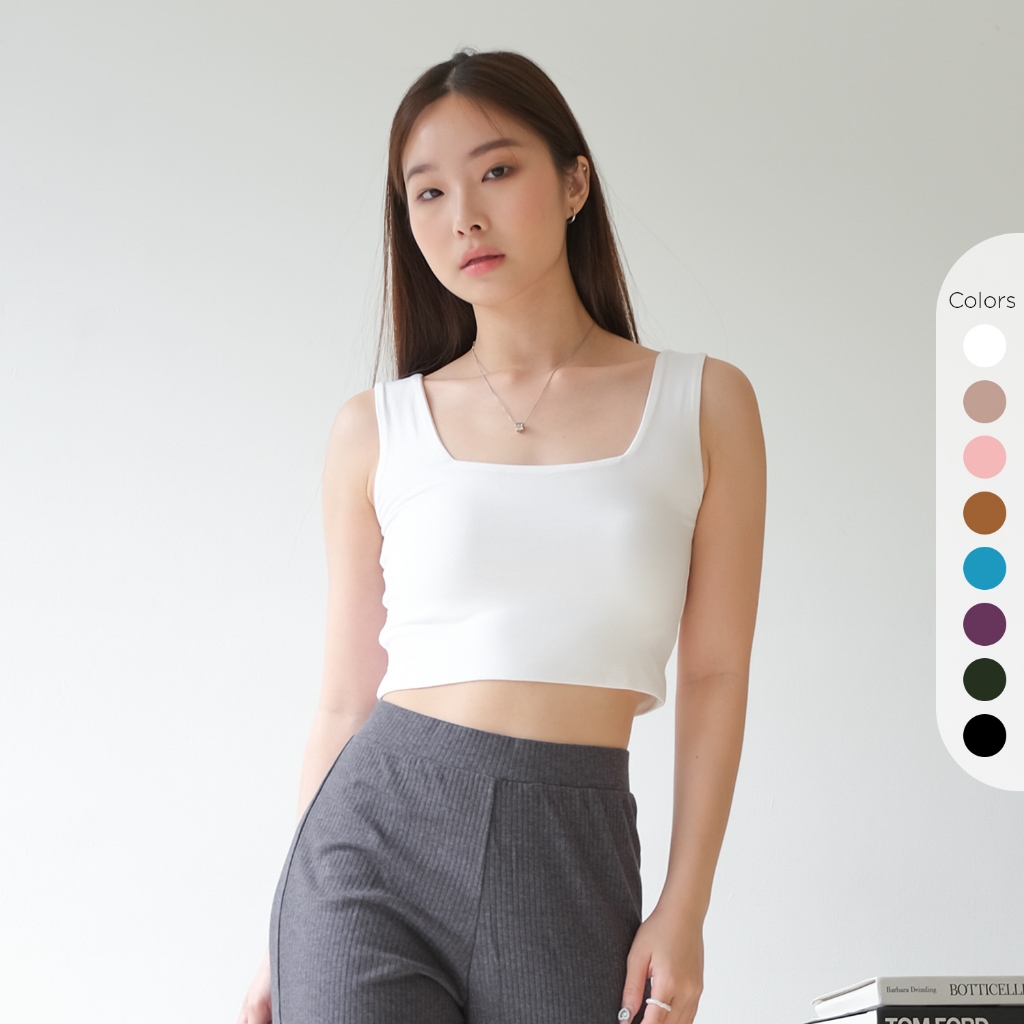 Jual Isla Mia Crop Tanktop Square Neck - Tanktop Kekinian - Pakaian ...