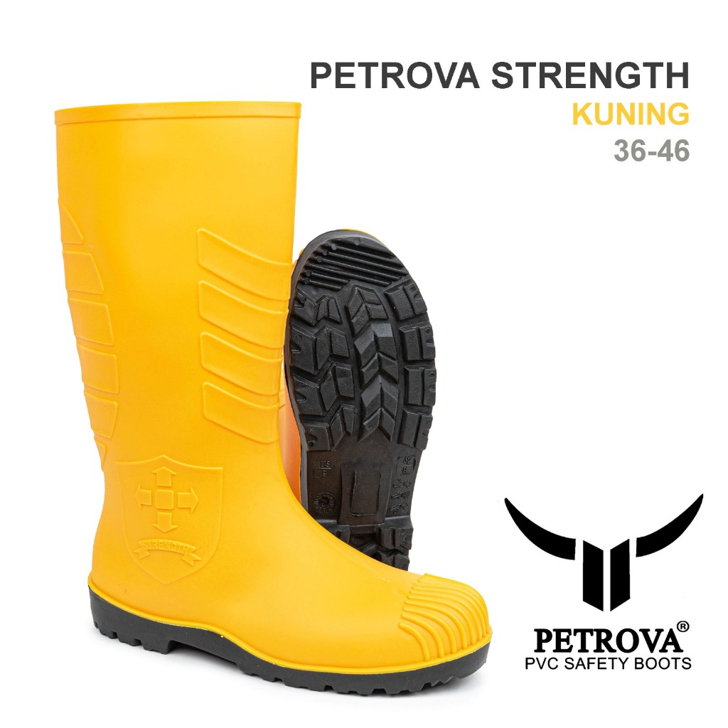 Jual Sepatu Boots Tinggi Safety Petrova STRENGTH kuning-Steel Toe PVC ...