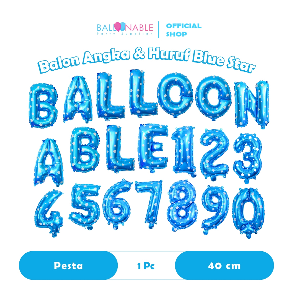 Jual Balon Foil Huruf Angka Biru Star 40cm SATUAN | Shopee Indonesia