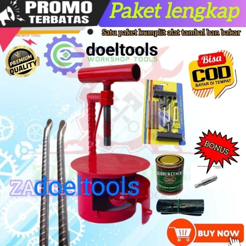 Jual SEPAKET Alat Tambal Ban Bakar Motor Tambal Ban tubles Lem Tambal ...