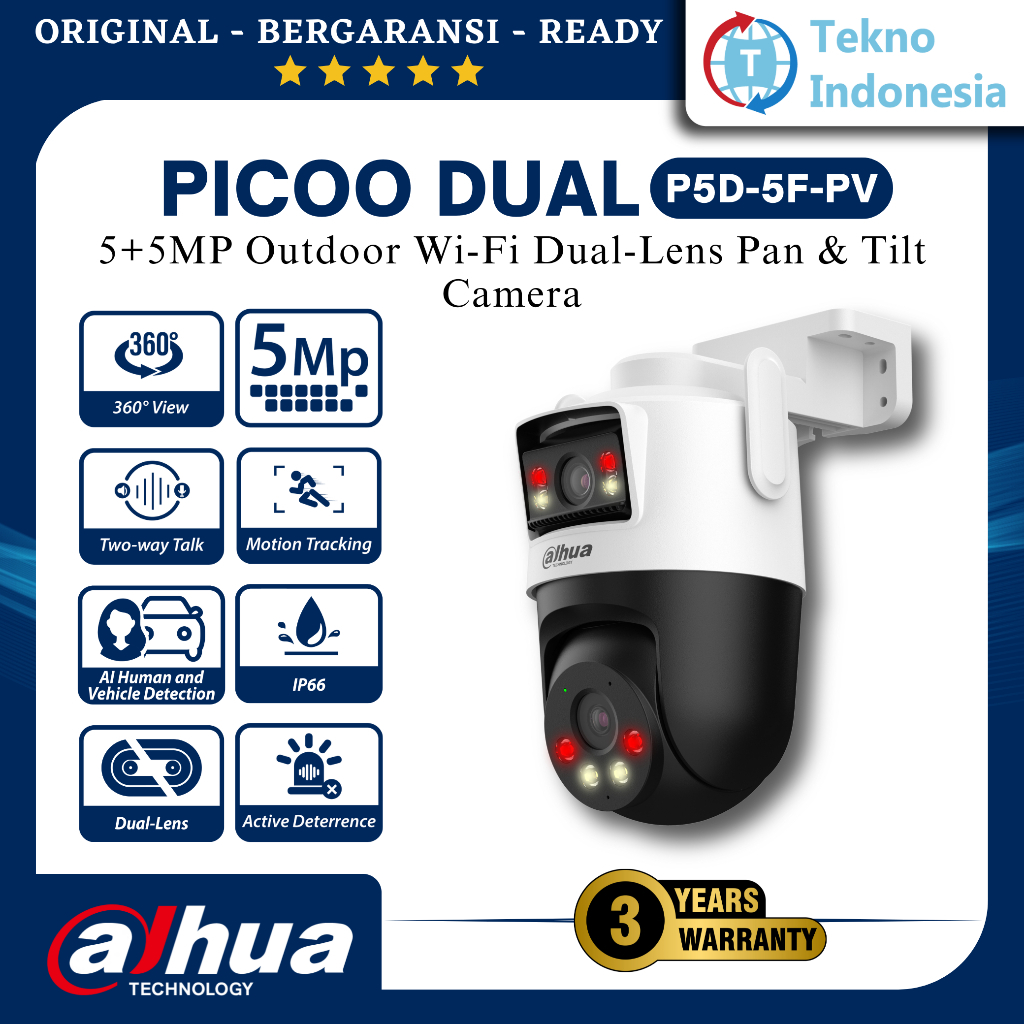 Jual Dahua Wifi Dual Lens PICOO Dual D1 P5D-5F-PV 5+5MP Outdoor Wifi ...
