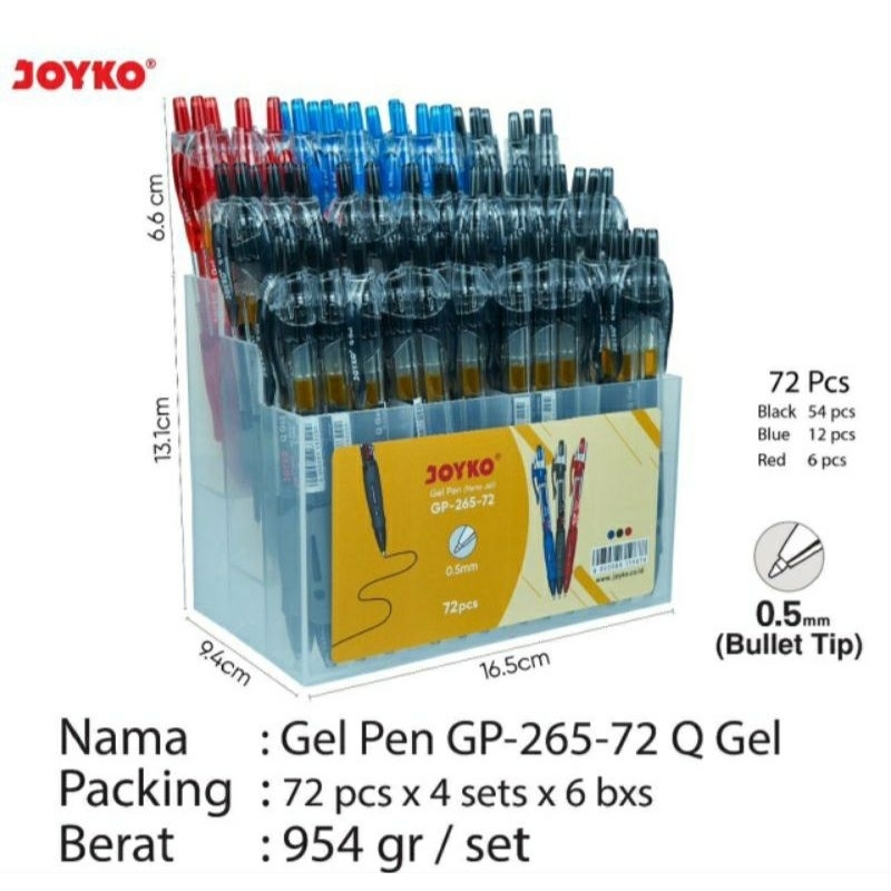 Jual Pulpen Gel Joyko GP-265 Q Gel 0,5 mm (1 Box isi 72 Pcs) | Shopee Indonesia