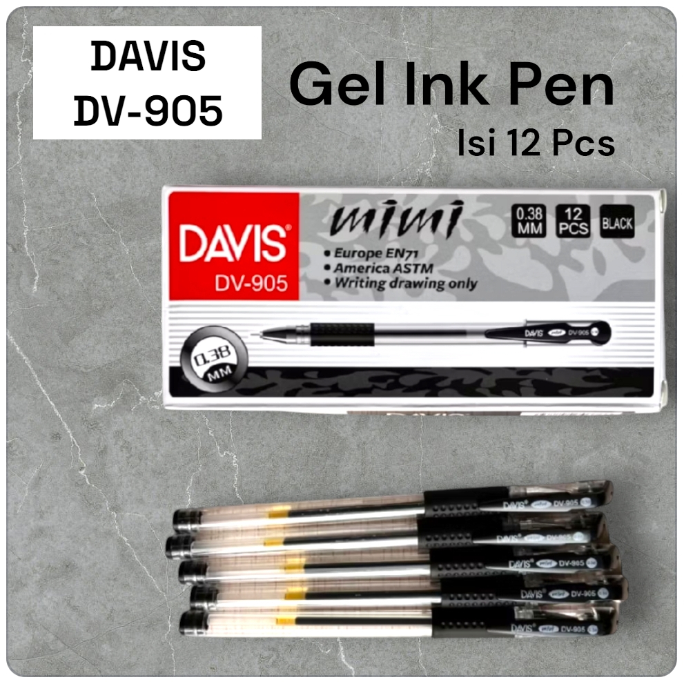 Jual Pulpen Davis DV-905 Gel Ink Pen Jingyi Mimi Gel Pena Isi Gel Hitam ...