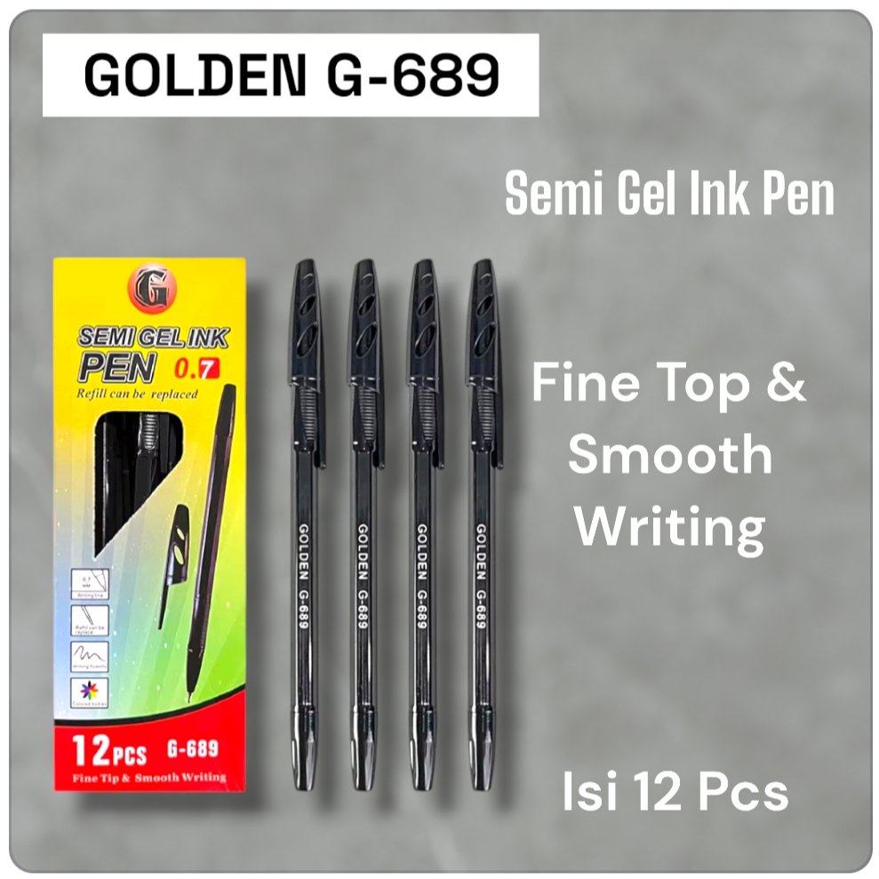 Jual Golden G-689 Semi Gel Ink Pen Pena Isi Semi Gel Merek Golden (12 ...