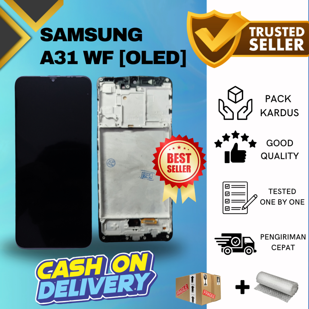 Jual LCD SAMSUNG A31/A315 WF OLED WITH FRAME ORIGINAL BEST LCD KOMPONEN FULLSET TOUCHSCREEN ...