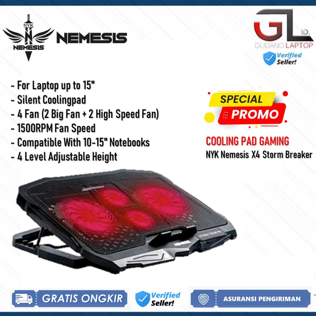 Jual Cooling Pad Gaming NYK Nemesis X4 Storm Breaker Cooling Fan ...