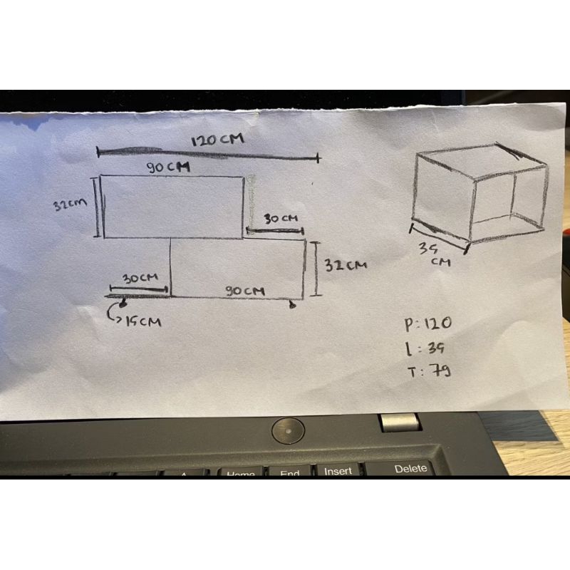 Jual Custom Rak kayu Model D sesuai gambar pada sketsa panjang ...