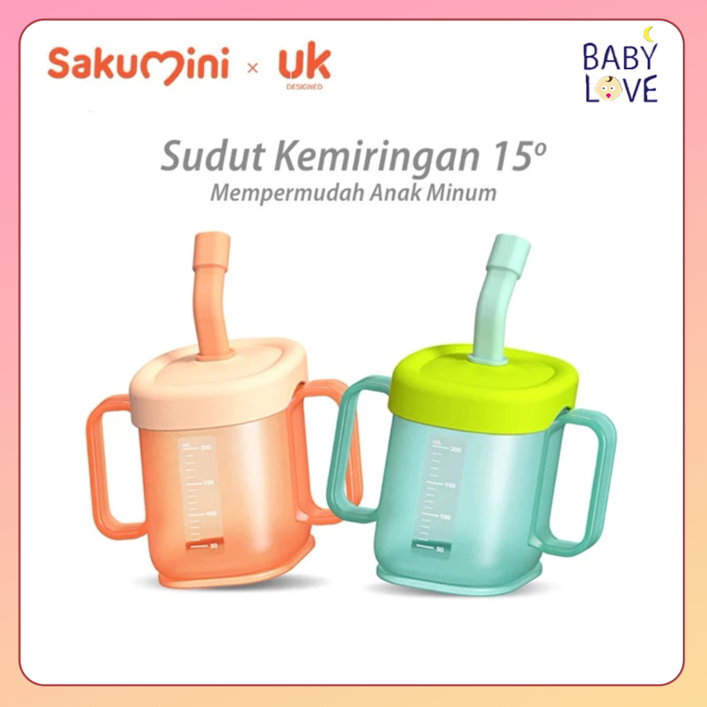 Jual Babylove X Sakumini Curve Straw Cup Training Gelas Minum Sedotan ...