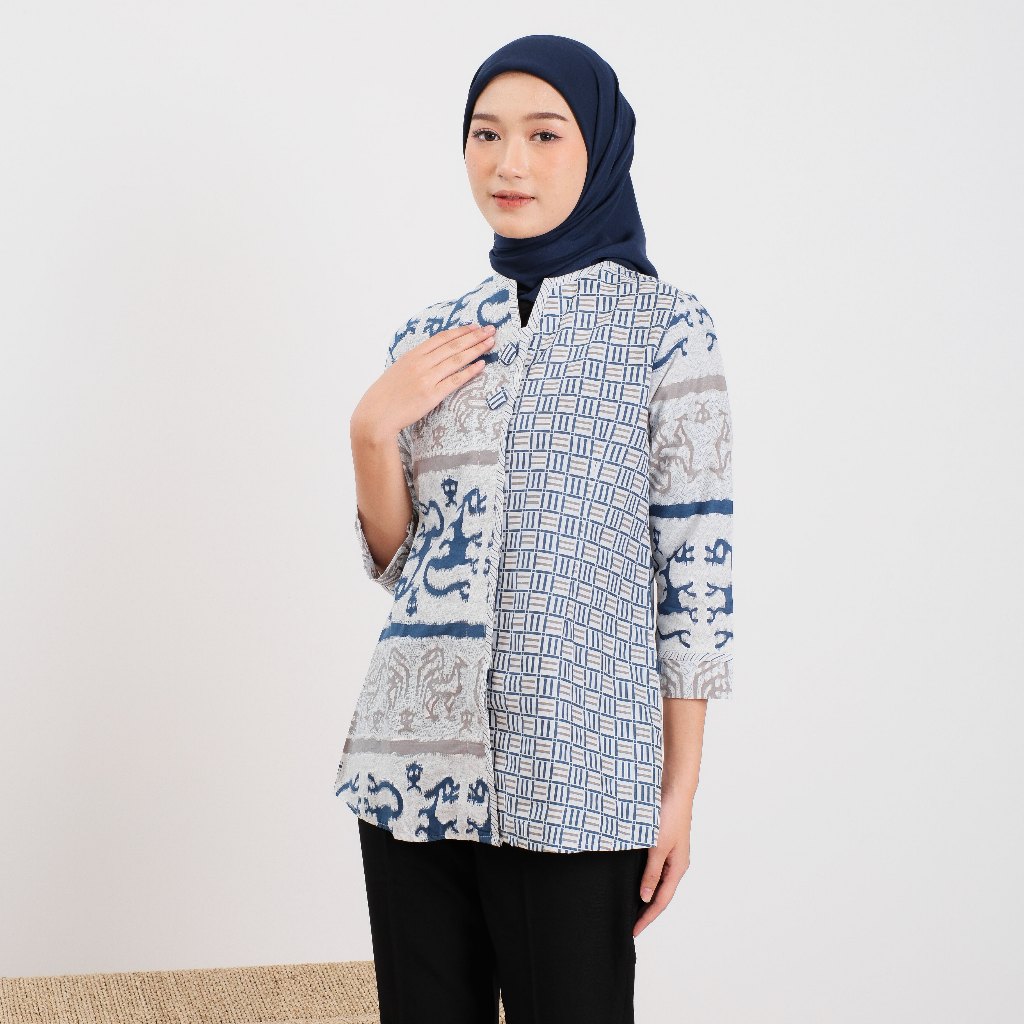 Jual Terbaru Atasan Batik Wanita Modern Motif Pegasus Biru Blus Batik ...