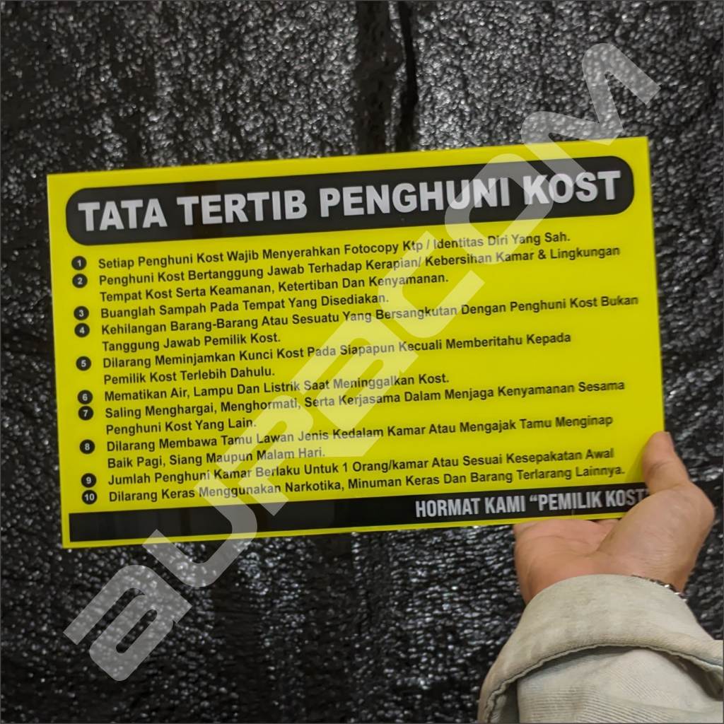 Jual STIKER DAN AKRILIK TATA TERTIB ATURAN KOST | Shopee Indonesia