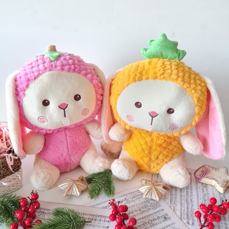 Jual Boneka Kelinci Rabbit Bunny Strawberry Fruit uk L 40cm | Shopee ...