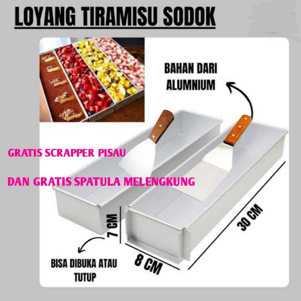 Jual Loyang Tiramisu Sodok Gratis Pemotong Kue Dan Scrapper melengkung ...