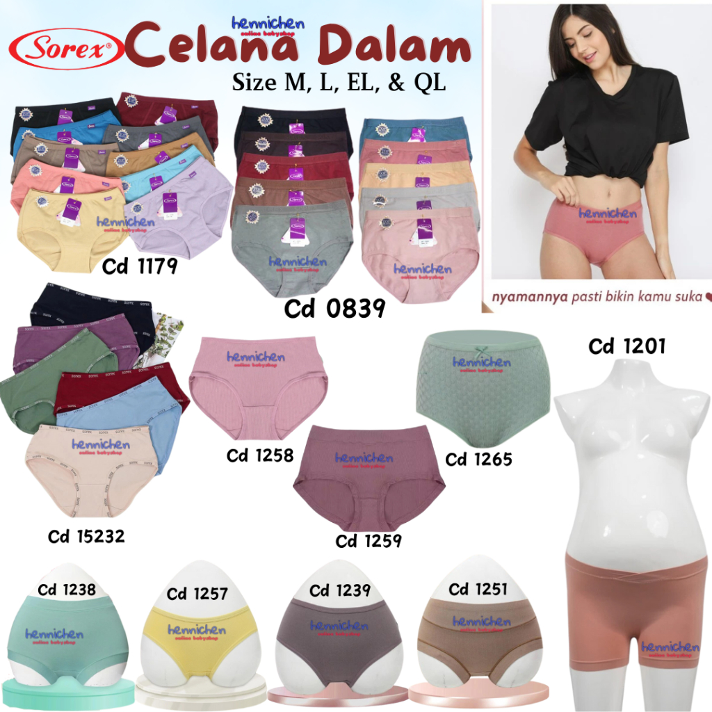Jual 1 PCS SOREX Celana Dalam M L EL QL Celana Dalam Basic Wanita Dewasa Super Soft 1265 / 1257 ...