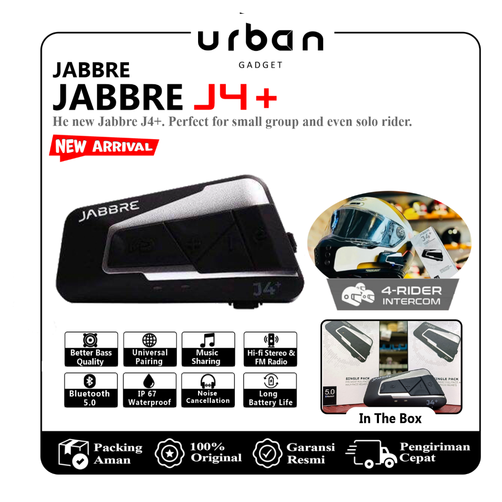 Jual Jabbre J4+ Interkom Helm Touring Riding Mesh Connectivity 4 Riders ...