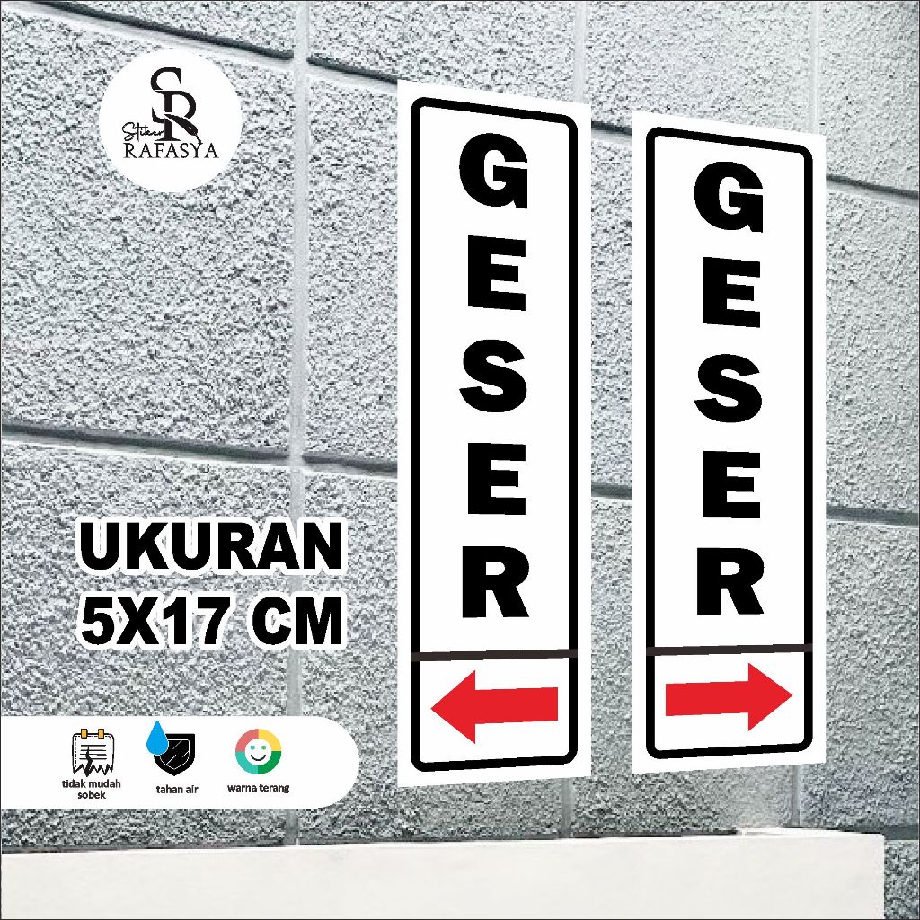 Jual STIKER PINTU GESER | STIKER GESER Ukuran 5x17cm + Dilaminasi Glosy ...