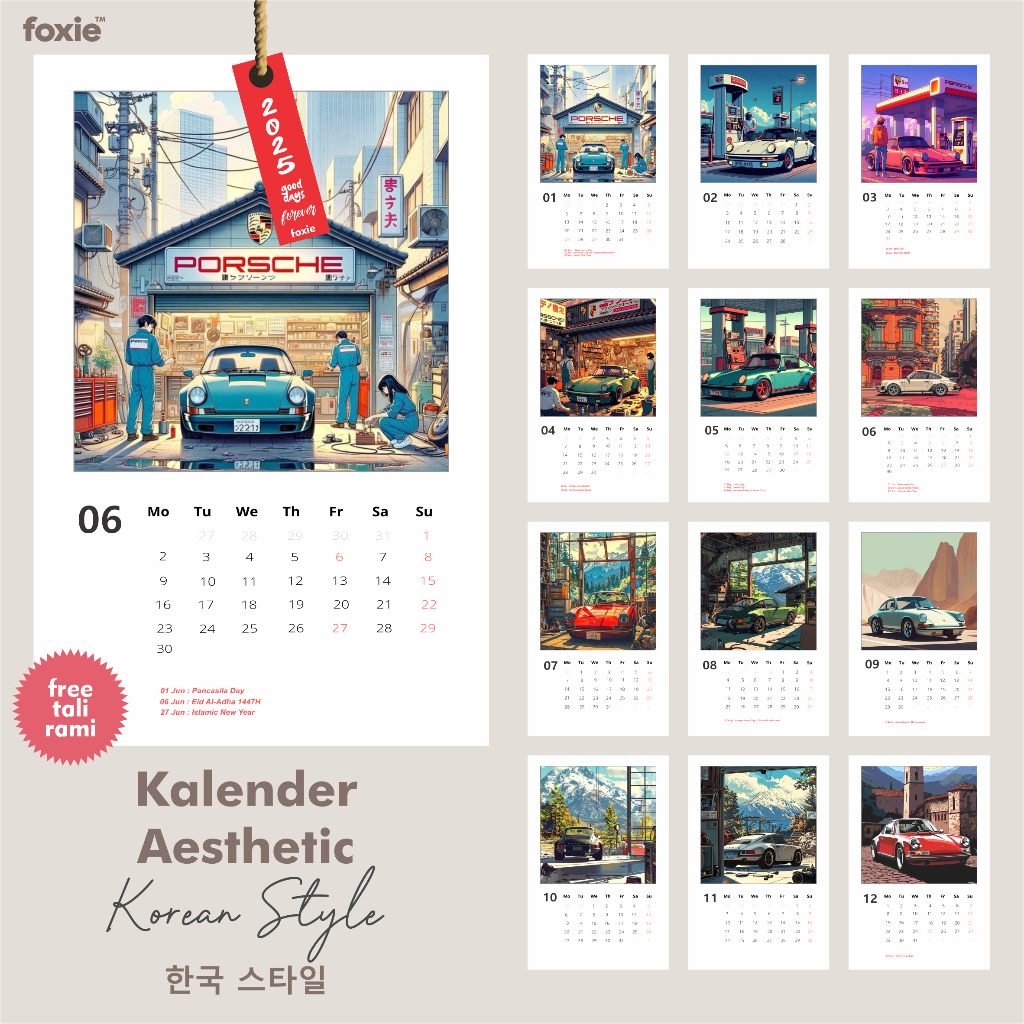 Jual kalender aesthetic 2025 | kalender dinding A5 | Shopee Indonesia