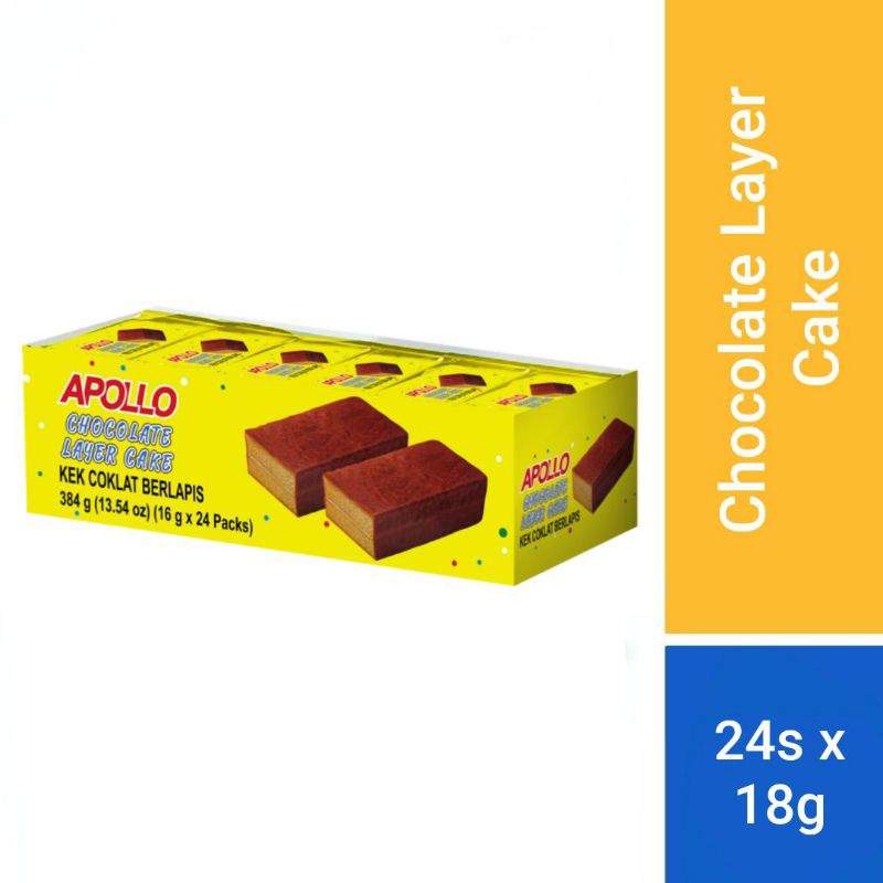 Jual APOLLO Chocolate Layer Cake Malaysia (18g x 24 pek) | Shopee Indonesia