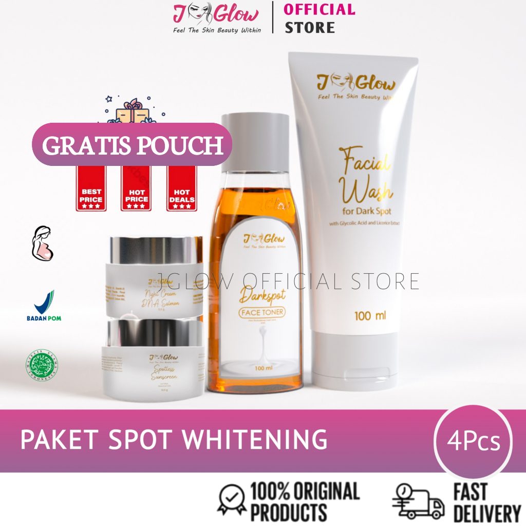 Jual Jglow Skincare Paket Flek Spot Whitening Perawatan Kulit Wajah untuk Mengatasi Flek Noda ...