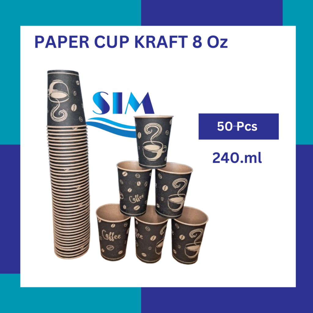 Jual Paper Cup Kraft 8 Oz [ISI 50 PCS]/ Gelas Kertas Motif Tahan Panas | Shopee Indonesia