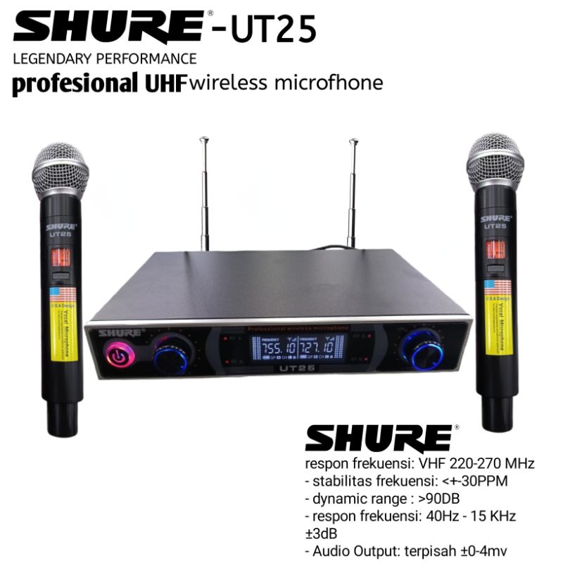 Jual mic wireless SHURE UT25 profesional microfhone/mic wireless tanpa kabel/mic wireless/mic ...