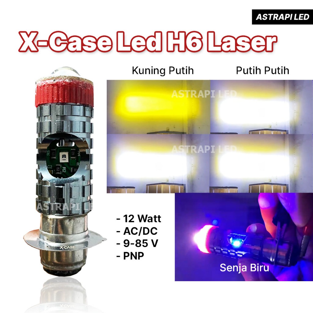 Jual X-Case Lampu utama Led H6 laser jauh dekat putih kuning plus senja biru ac dc motor bebek ...